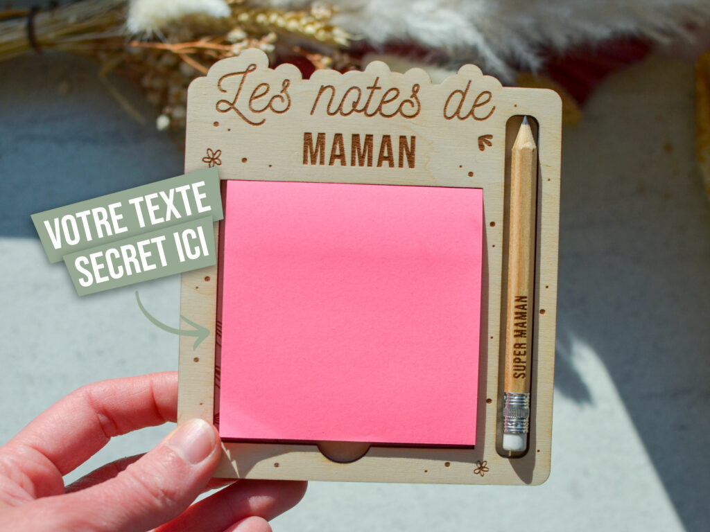 Porte post-it personnalisé maman en bois | Atelier Petite Chose ...